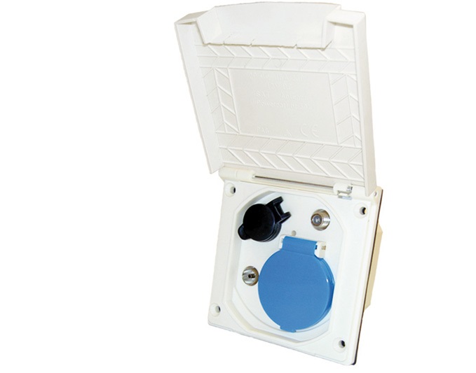 Rasia 230V+12V+tv+sat, upotettava valk Valkoinen, ulosottorasia - Caravan Tukku verkkokauppa ...